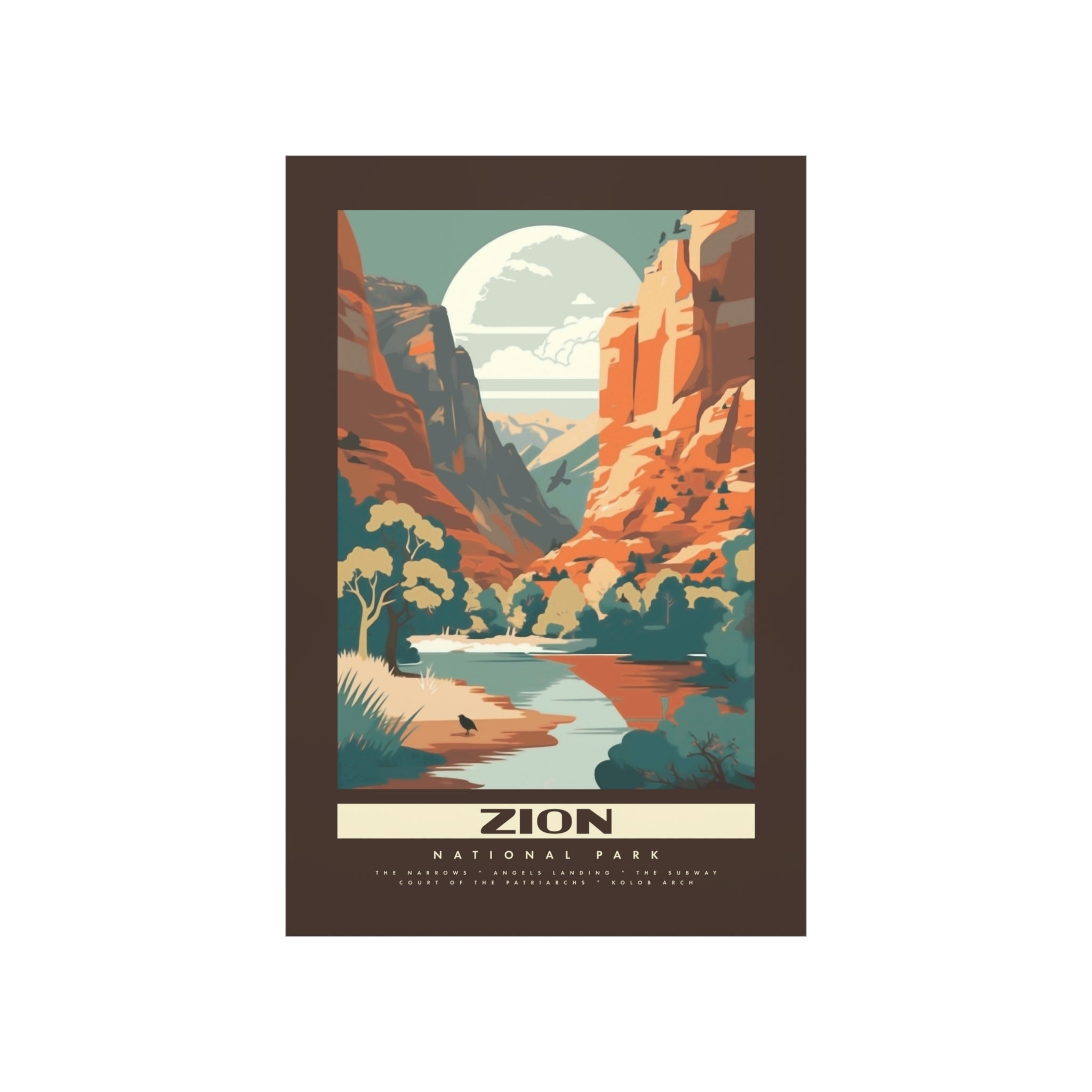 Zion National Park Travel Poster 24 in. x 36 in. – Valiant Candle